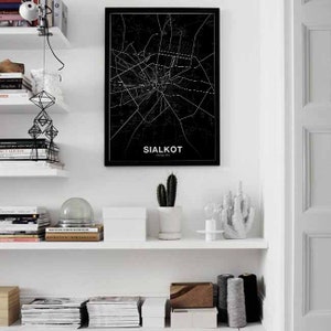 SIALKOT Pakistan Map Poster Hometown City Print Modern Home Decor ...