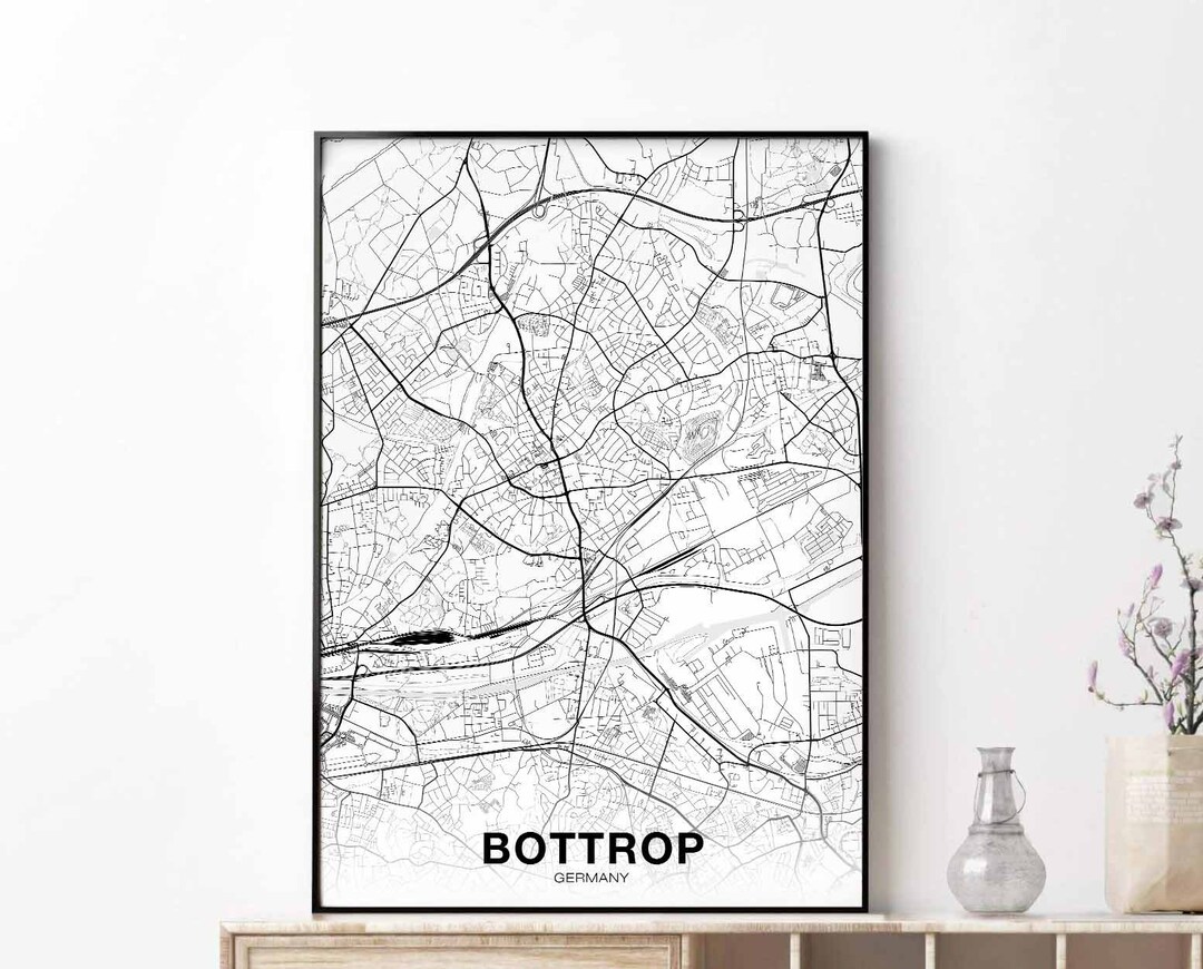 BOTTROP Germany Map Poster Hometown City Print Modern Home Decor Office ...