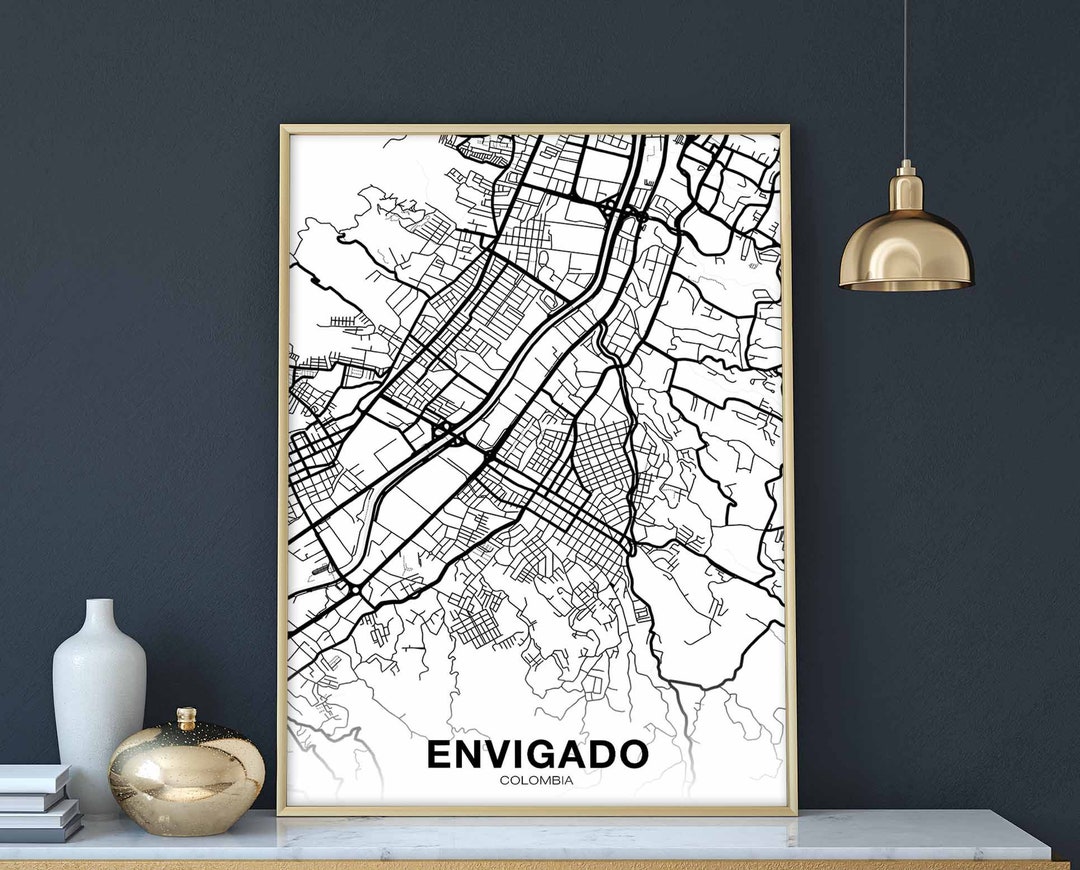 ENVIGADO Colombia Map Poster Black White Hometown City Print Modern ...