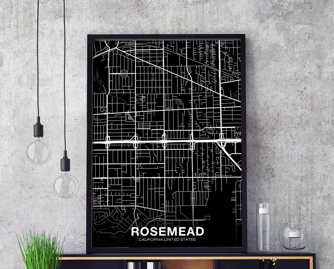 ROSEMEAD California CA USA Map Poster Black White Hometown City Print ...