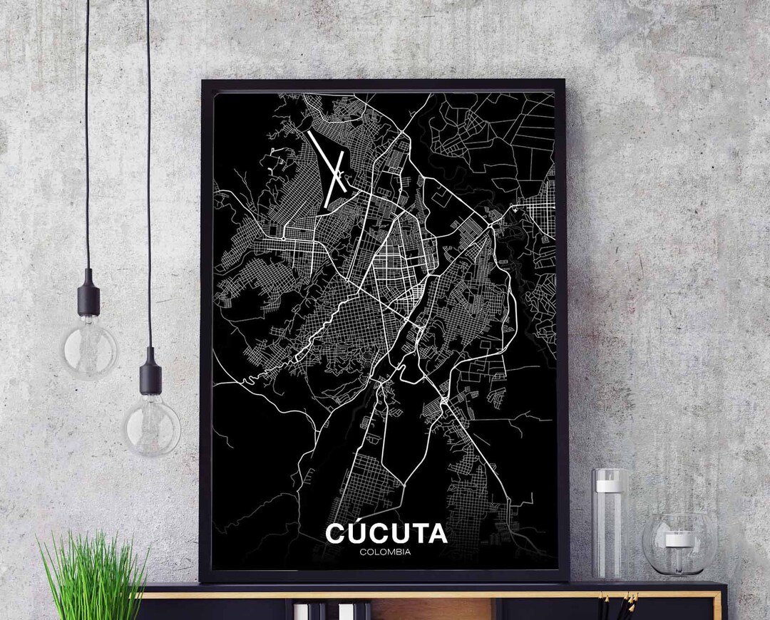 CUCUTA Colombia Map Poster Black White Hometown City Print Modern Home ...