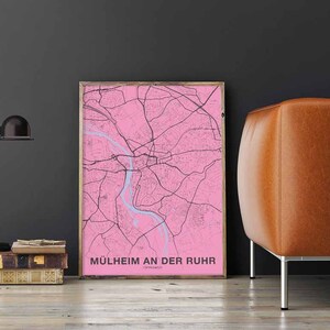 MULHEIM an Der RUHR Germany Map Poster Color Hometown City Print Modern ...