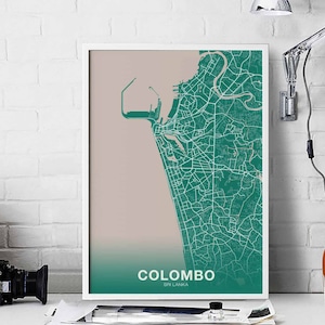 COLOMBO Sri Lanka Map Poster Color Hometown City Print Modern Home ...