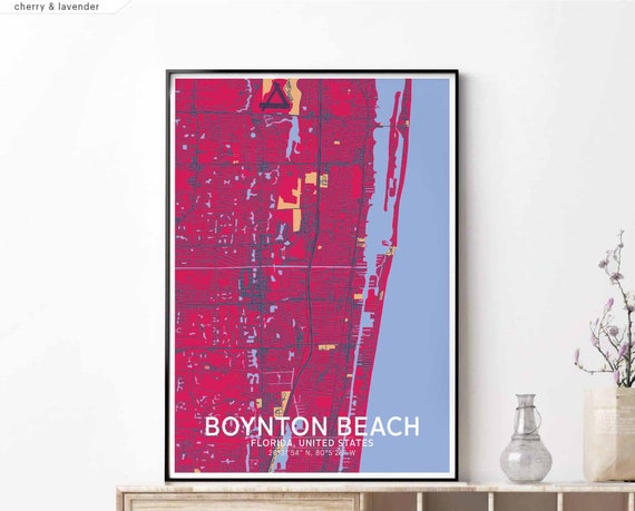 BOYNTON BEACH Florida USA Map Poster Black White Hometown City | Etsy