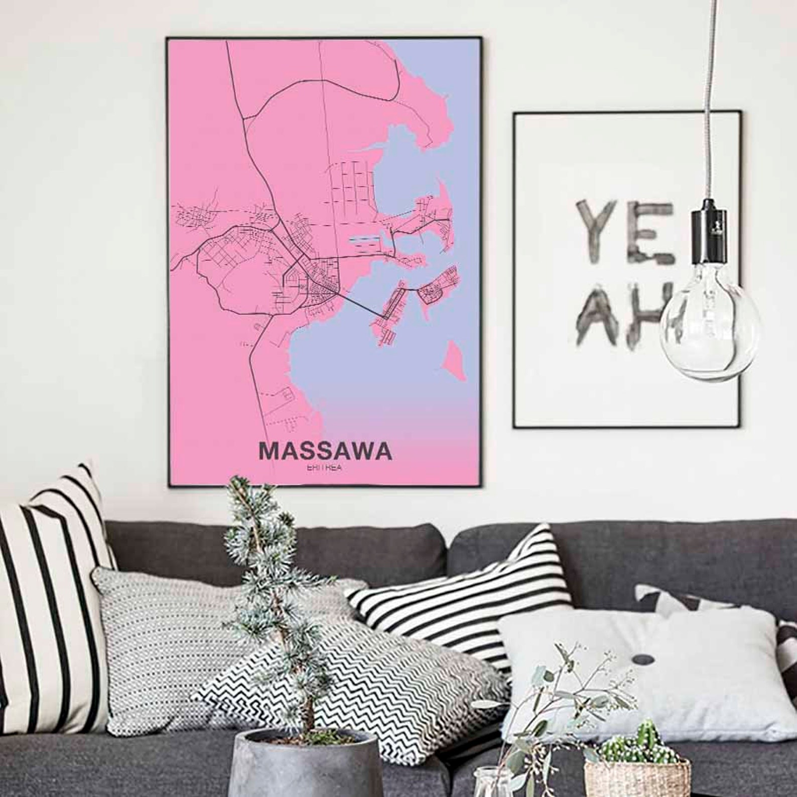 MASSAWA Eritrea Map Poster Color Hometown City Print Modern | Etsy