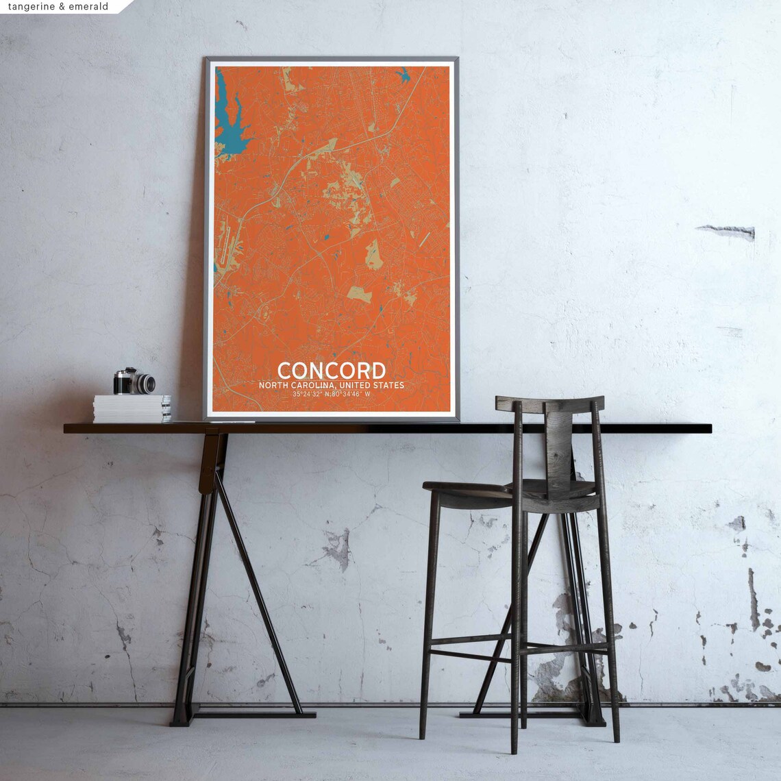 CONCORD North Carolina USA Map Poster Black White Hometown City Print ...