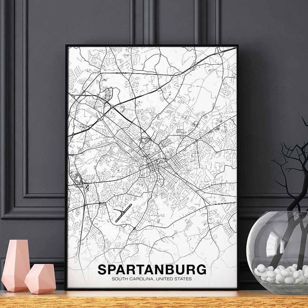 Spartanburg Sc Map - Etsy