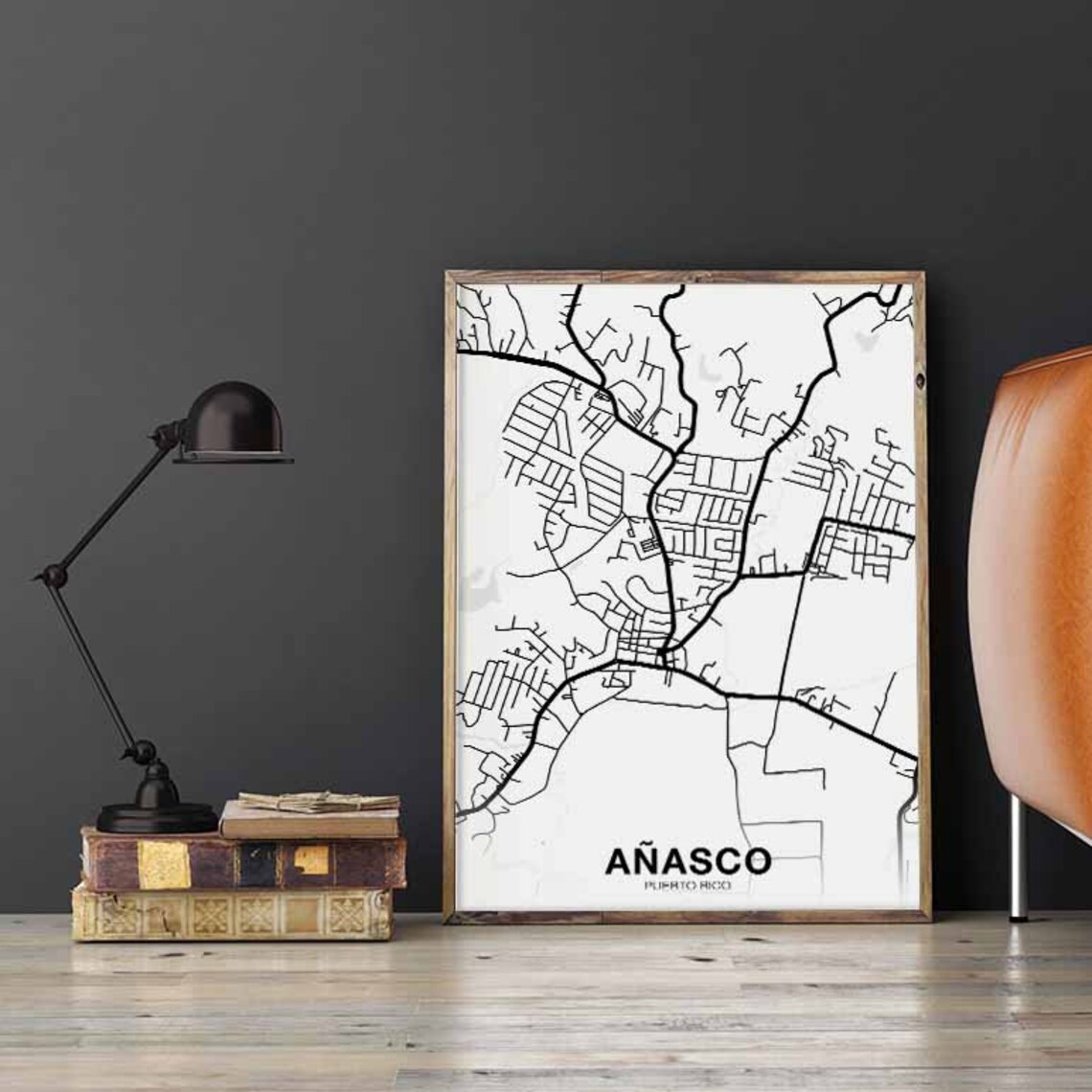 ANASCO Puerto Rico PR Map Poster Hometown City Print Modern - Etsy
