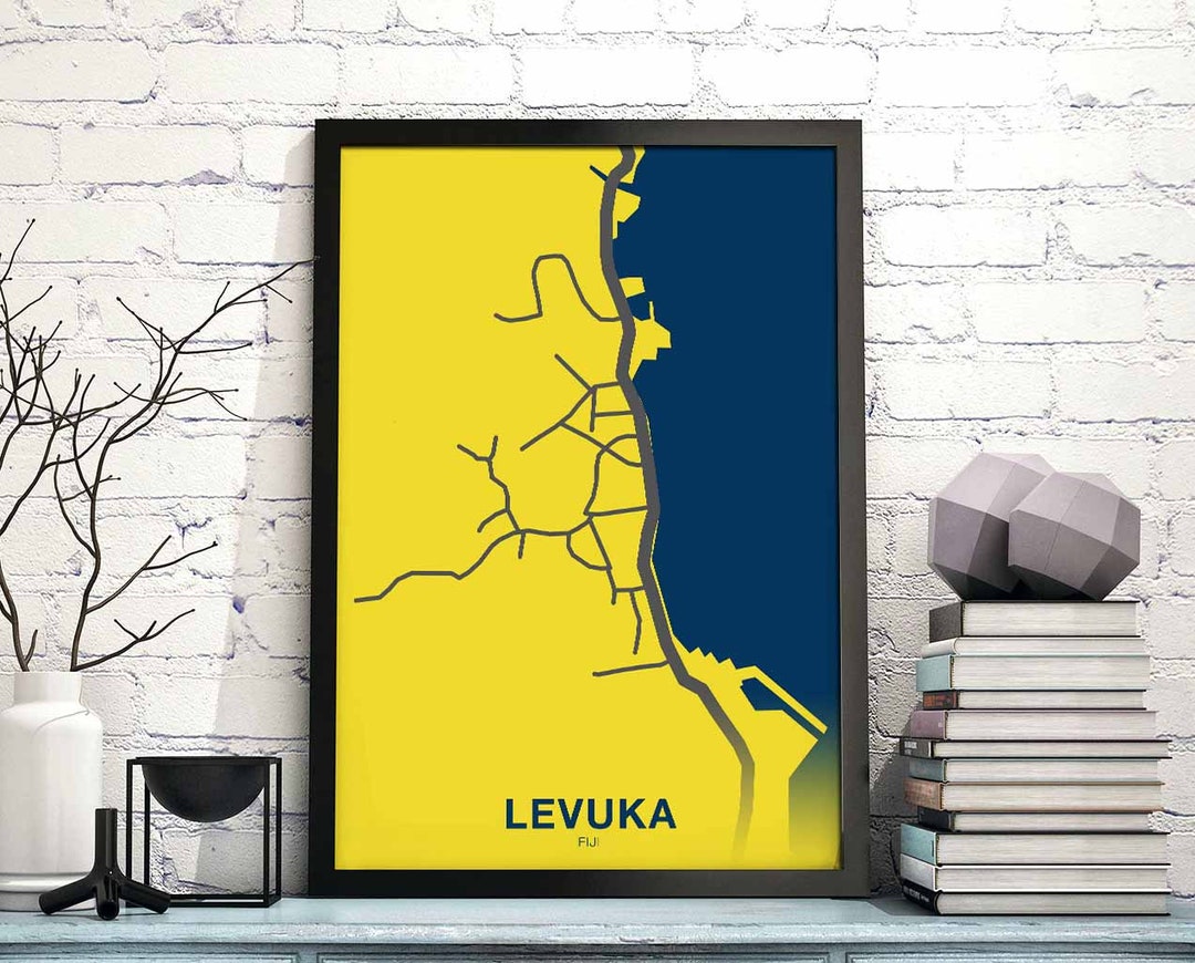 LEVUKA Fiji Map Poster Color Hometown City Print Modern Home Decor ...