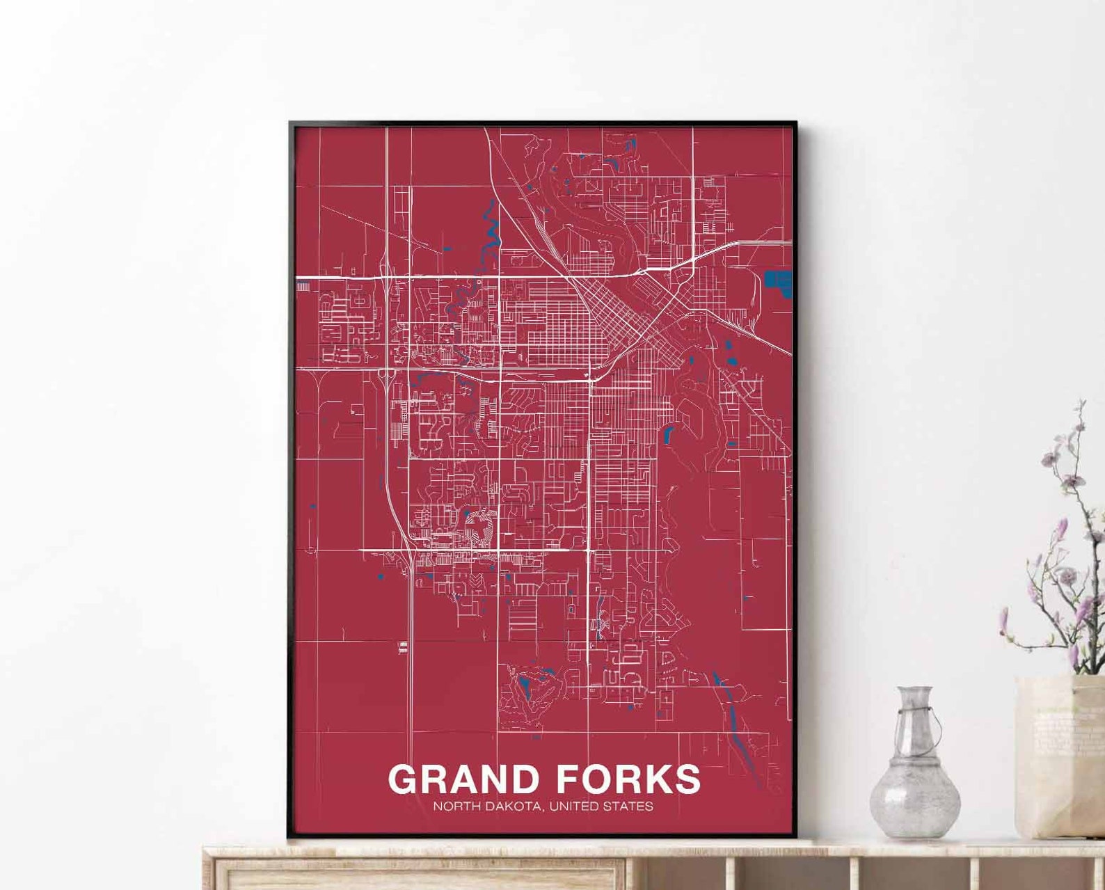 GRAND FORKS North Dakota USA Map Poster Color Hometown City - Etsy