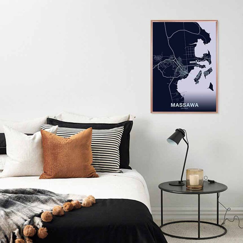 MASSAWA Eritrea Map Poster Color Hometown City Print Modern Home Decor ...