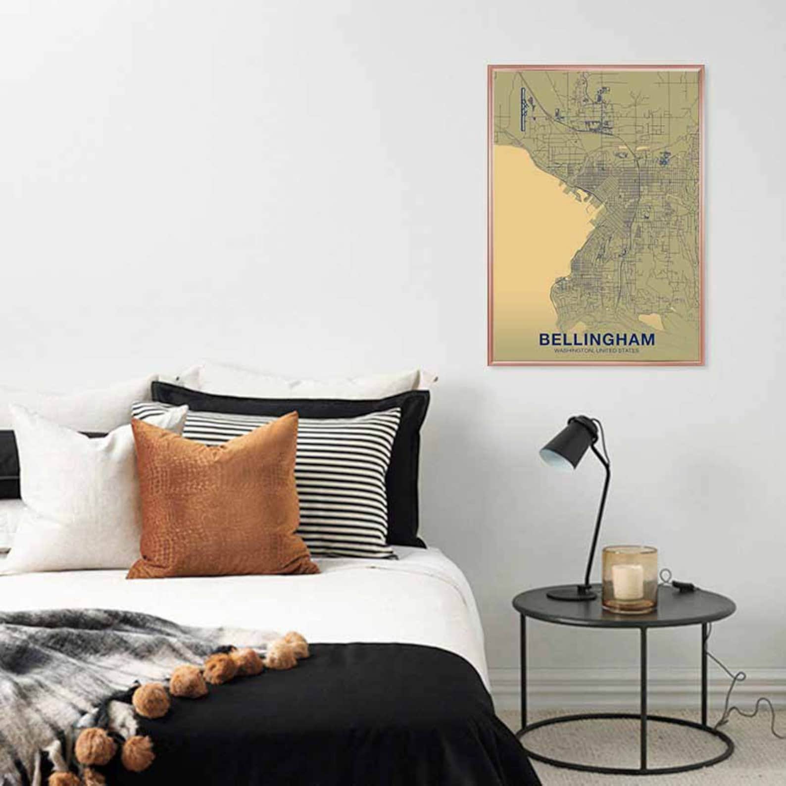 BELLINGHAM Washington WA US Map Poster Color Hometown City | Etsy