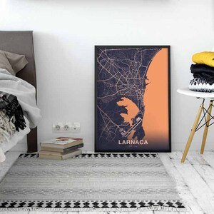 LARNACA Cyprus Map Poster Color Hometown City Print Modern Home Decor ...