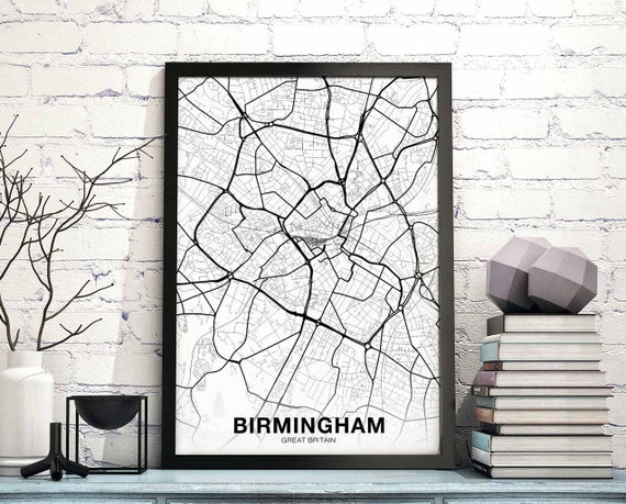 BIRMINGHAM Great Britain UK Map Poster Black White Hometown | Etsy