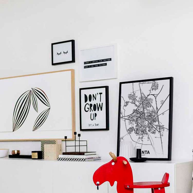 TANTA Egypt Map Poster Black White Hometown City Print Modern - Etsy