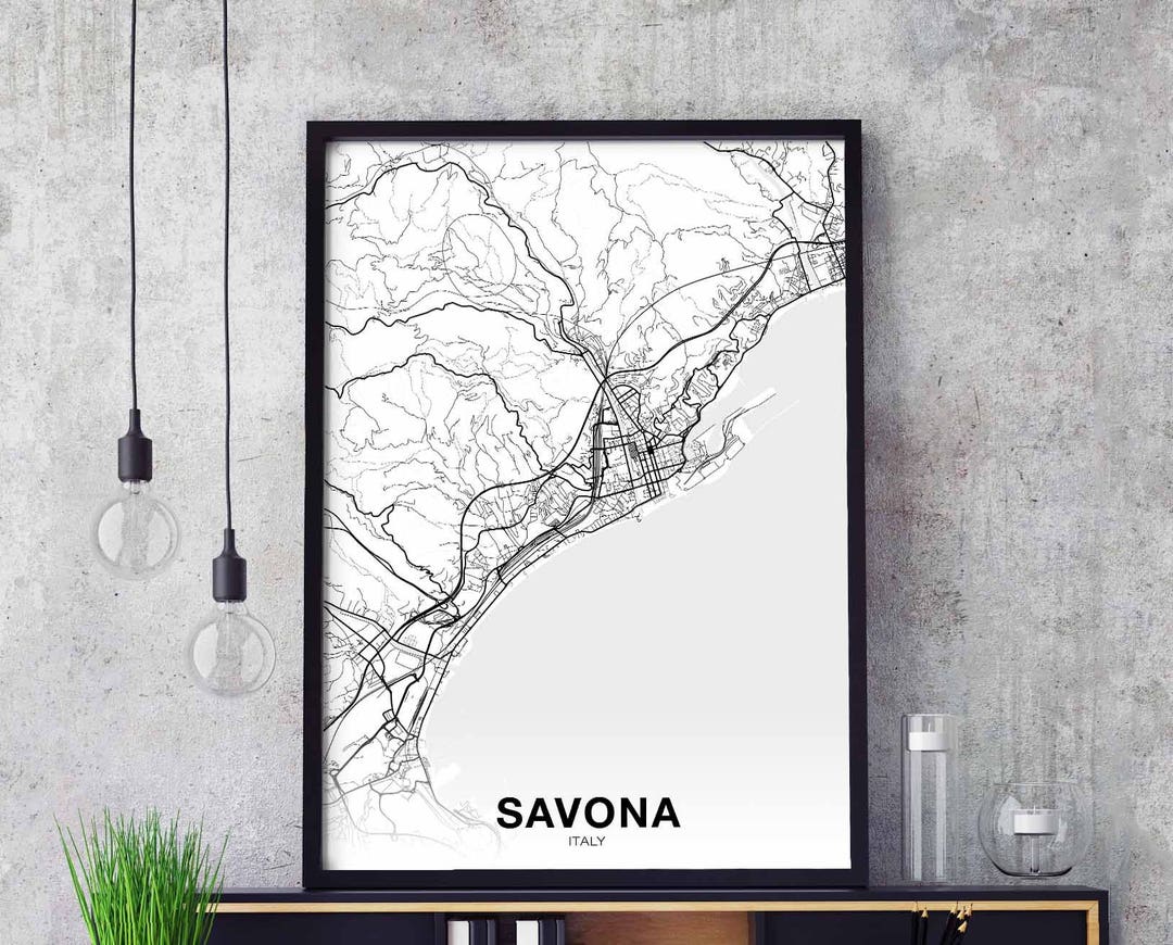 SAVONA Italy Map Poster Hometown City Print Modern Home Decor Office ...