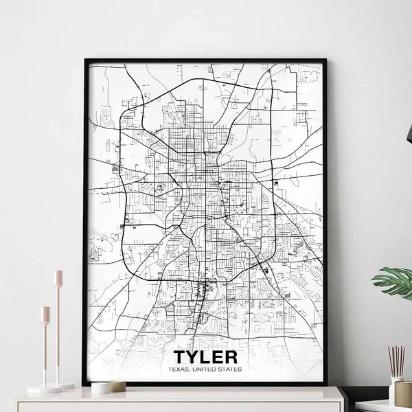 Tyler City Map Art - Etsy