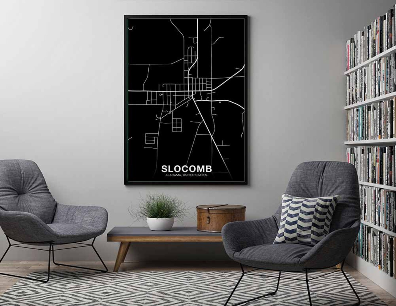 SLOCOMB Alabama AL USA Map Poster Black White Hometown City Print ...