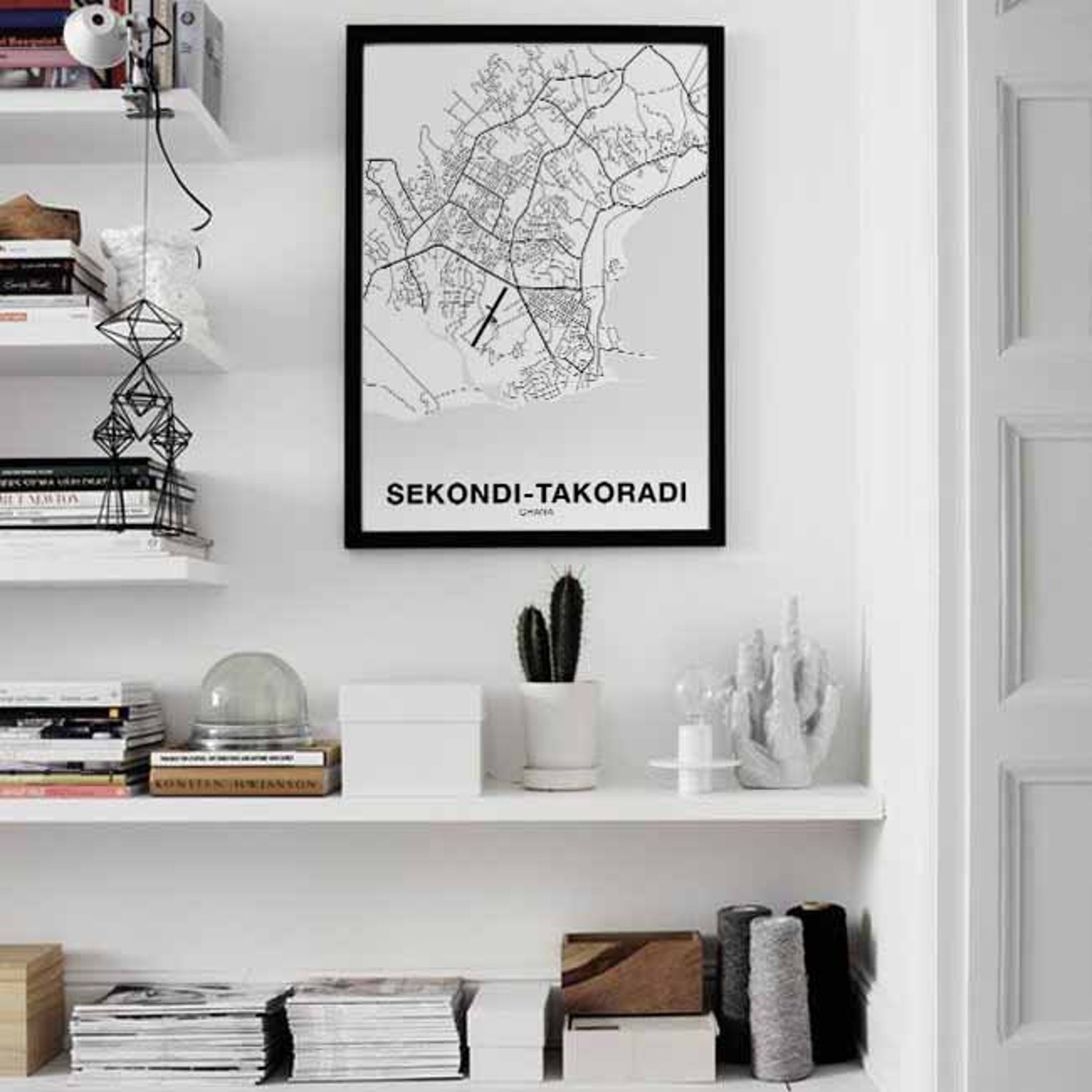 SEKONDI-TAKORADI Ghana Map Poster Black White Hometown City Print ...