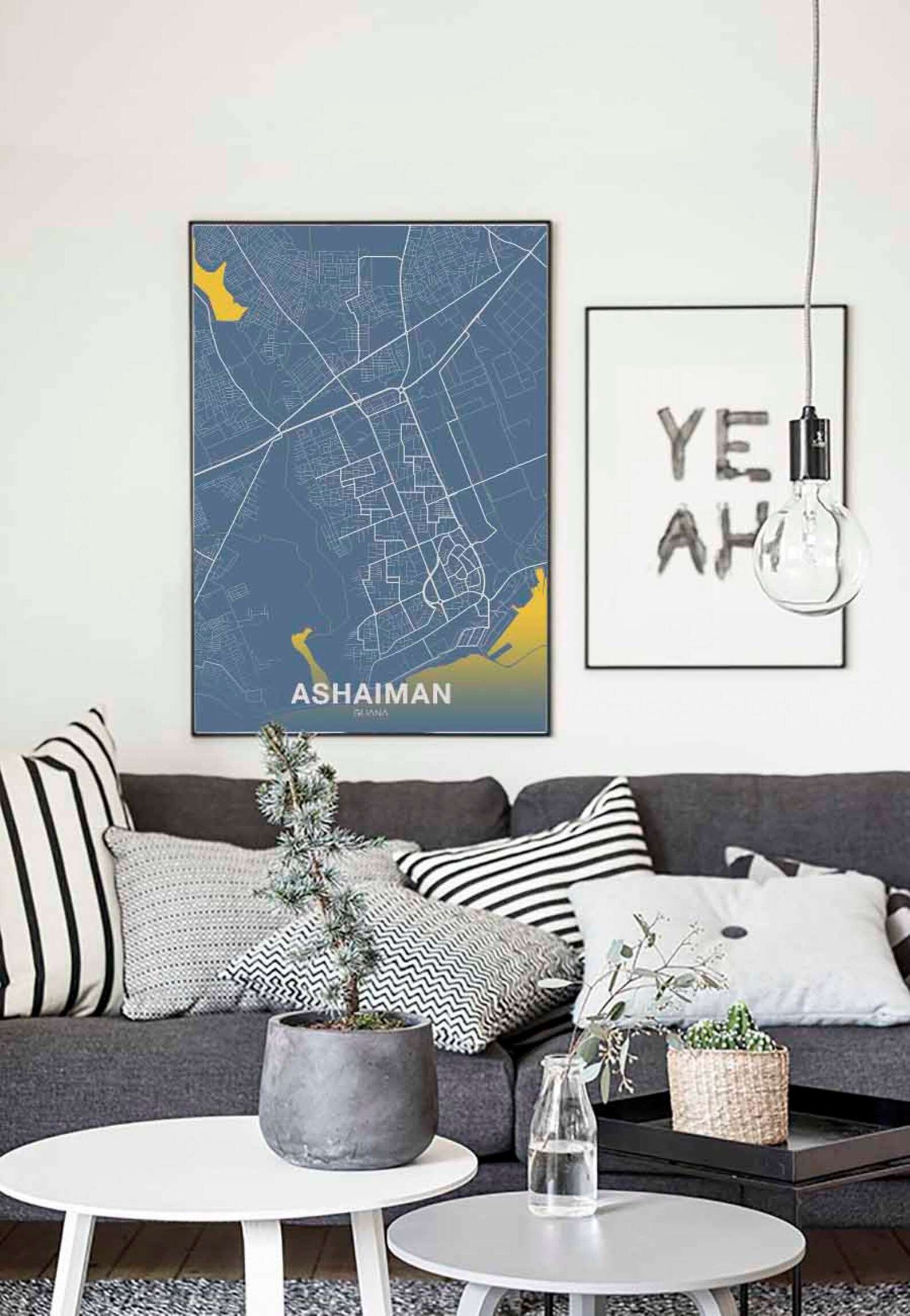 ASHAIMAN Ghana Map Poster Color Hometown City Print Modern - Etsy