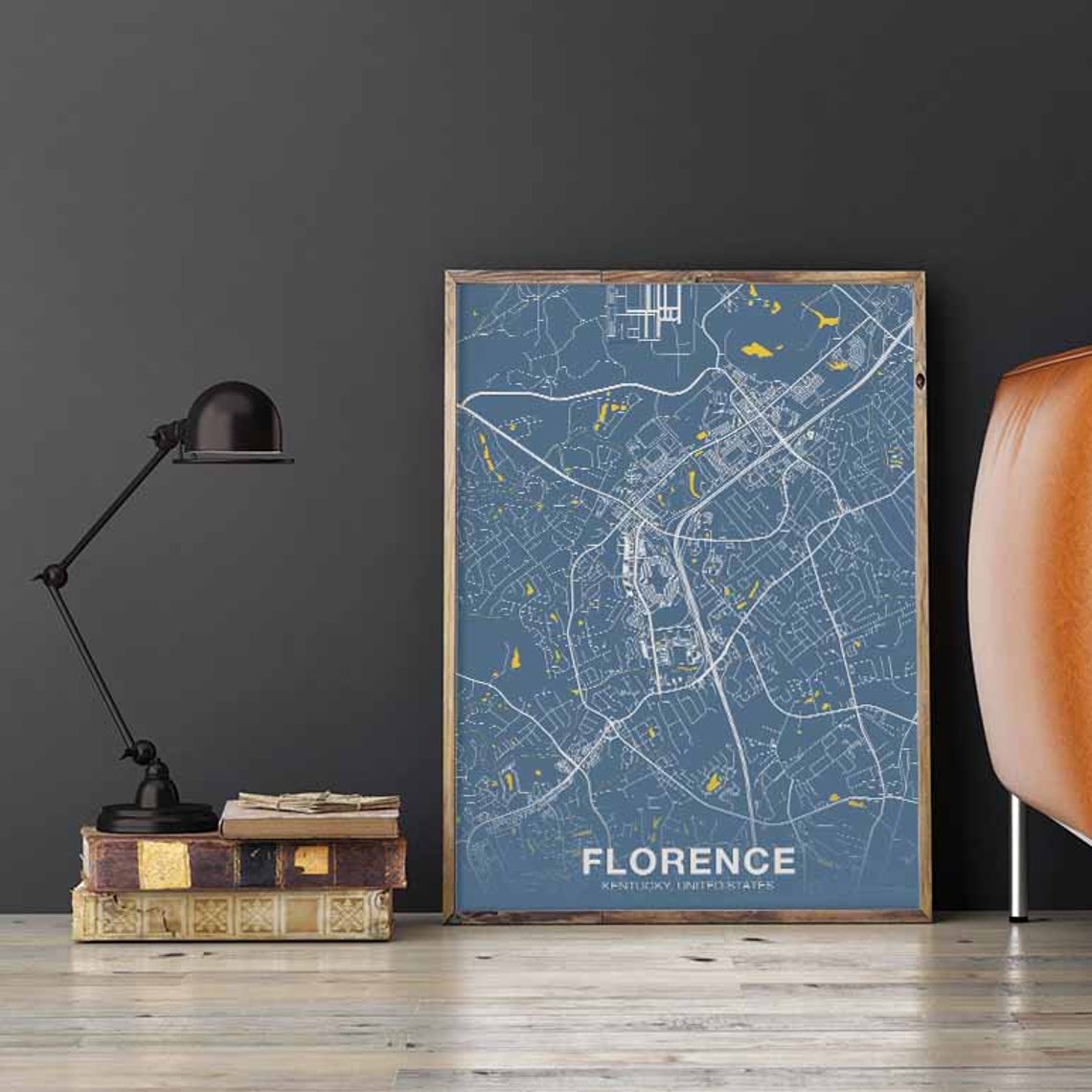 FLORENCE Kentucky KY USA map poster color Hometown City Print | Etsy