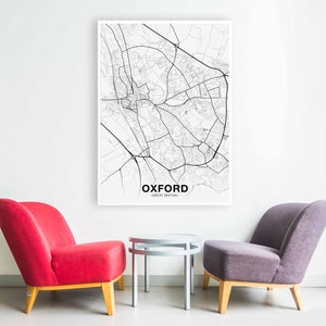 OXFORD Great Britain UK Map Poster Hometown City Print Modern Home ...