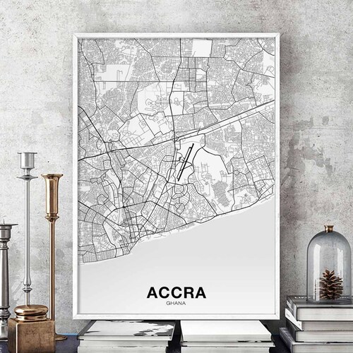 Accra Map Print Ghana Map Art Poster City Map Wall Art - Etsy