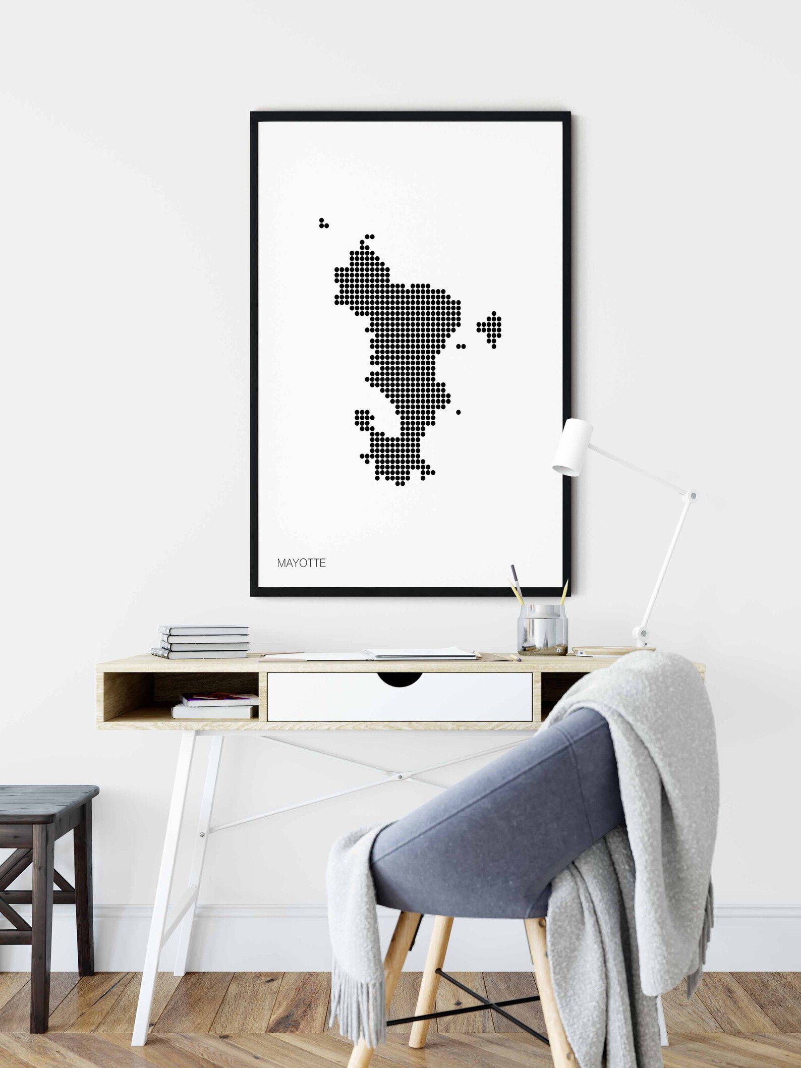 MAYOTTE Minimal Dots Retro Map Poster Black White Wall Decor - Etsy