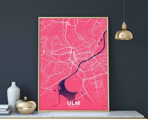 ULM Germany Map Poster Color Hometown City Print Modern Home | Etsy