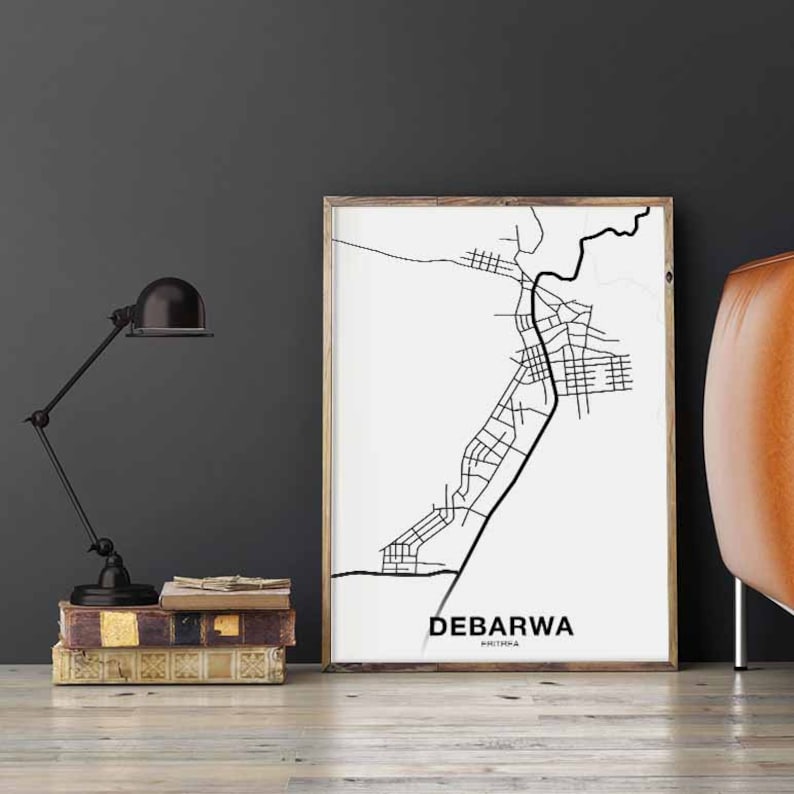 DEBARWA Eritrea Map Poster Black White Hometown City Print - Etsy
