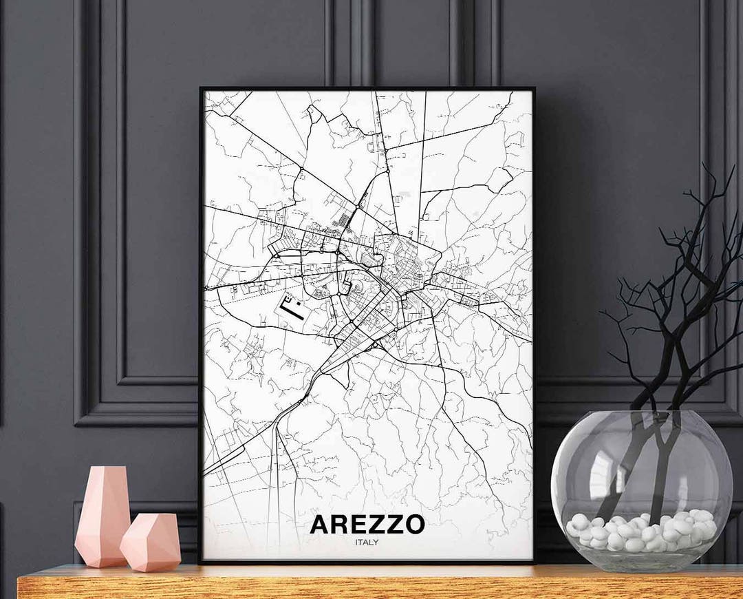 AREZZO Italy Map Poster Hometown City Print Modern Home Decor Office ...