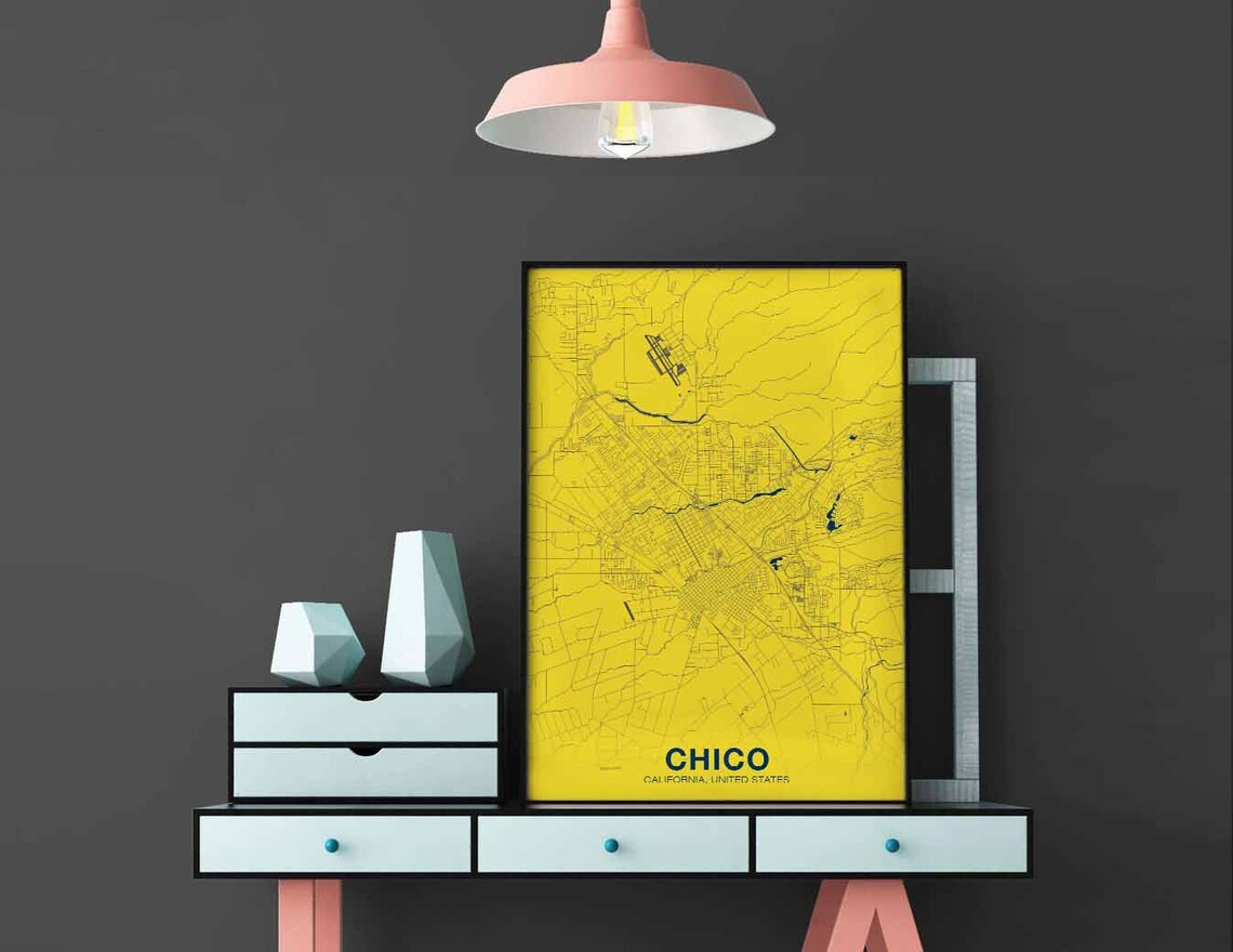CHICO California CA USA Poster Color Hometown City Print Modern Home ...