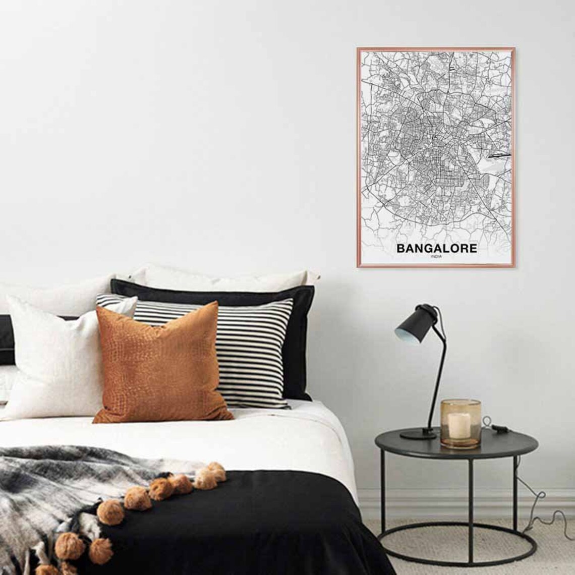 BANGALORE India Map Poster Hometown City Print Modern Home Decor Office ...