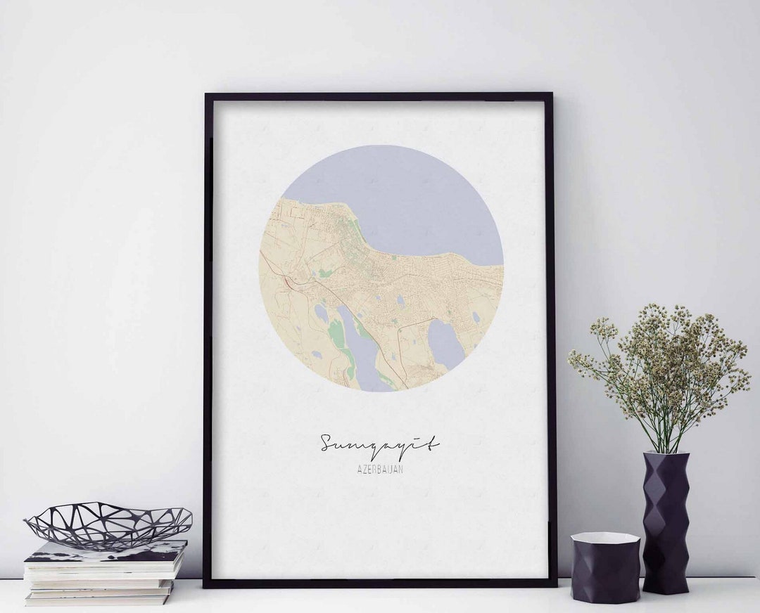 SUMGAIT Sumgayit Azerbaijan Map Poster Wall Decor Design Modern Minimal ...