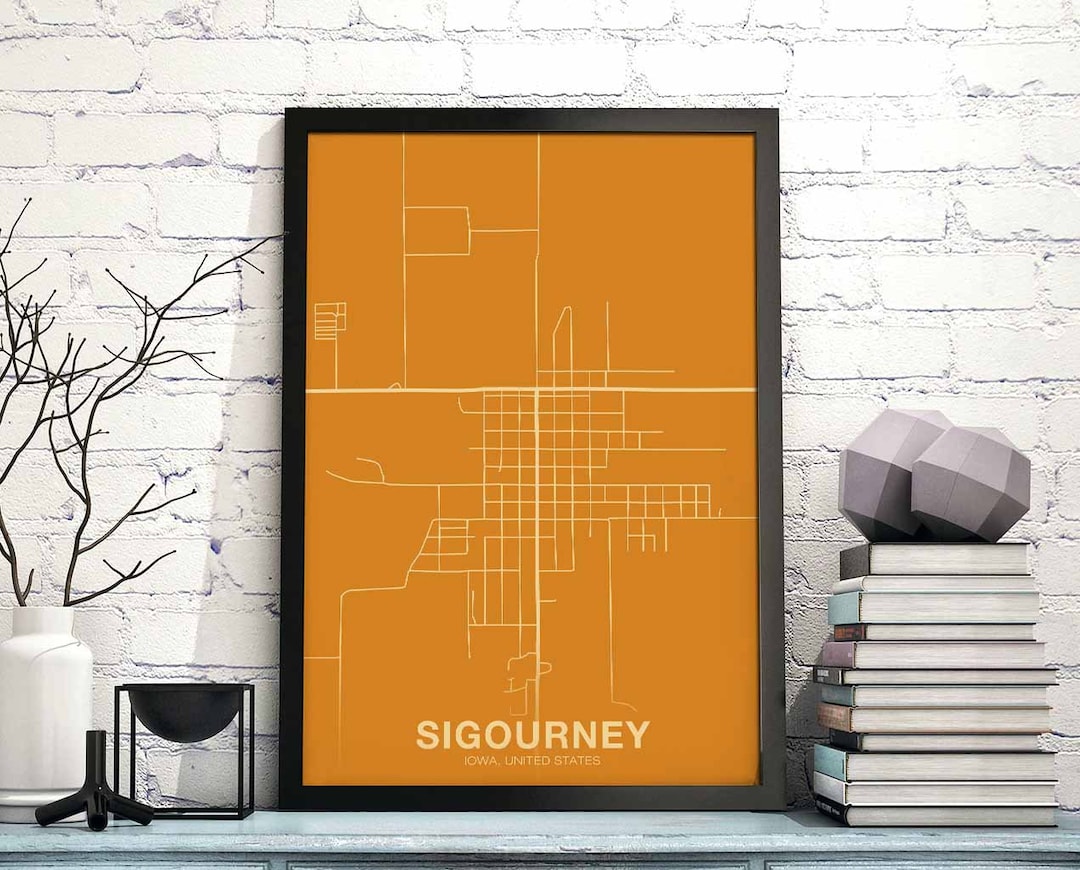 SIGOURNEY Iowa IA US Map Poster Color Hometown City Print Modern Home ...