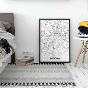 PADOVA Italy Map Poster Hometown City Print Modern Home Decor Office ...