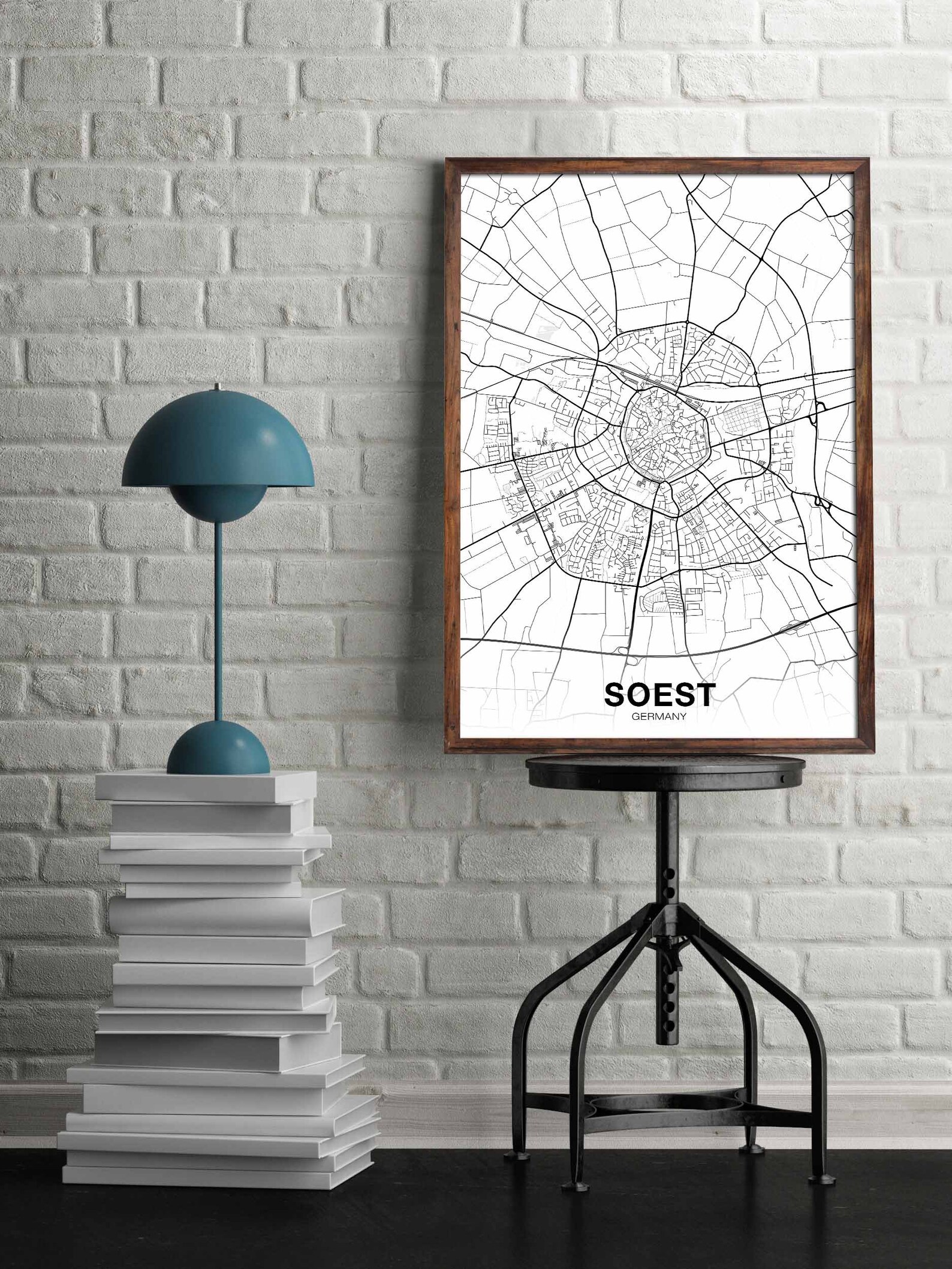 SOEST Germany Map Poster Black White Hometown City Print Modern Home ...