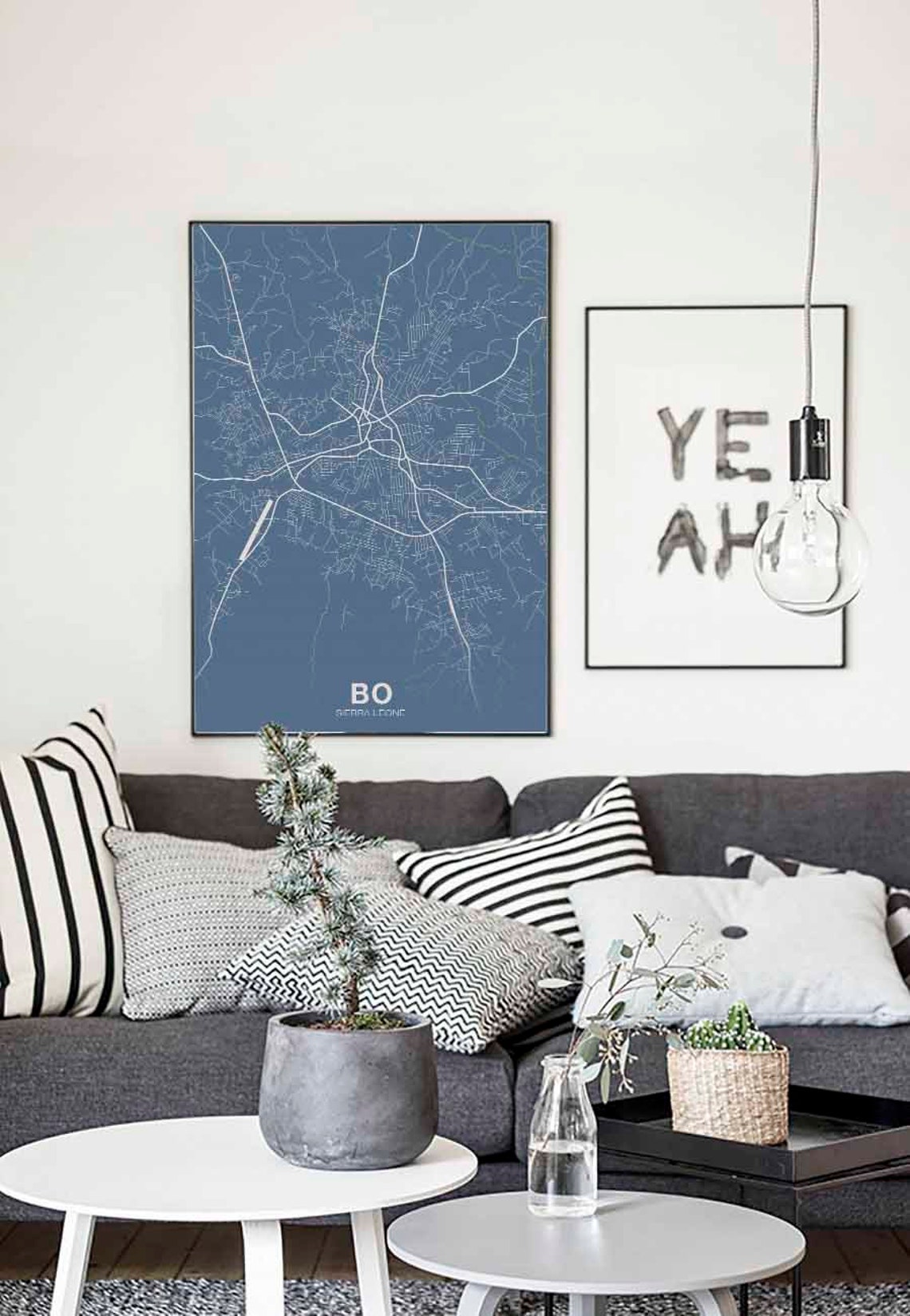 BO Sierra Leone Map Poster Color Hometown City Print Modern Home Decor ...