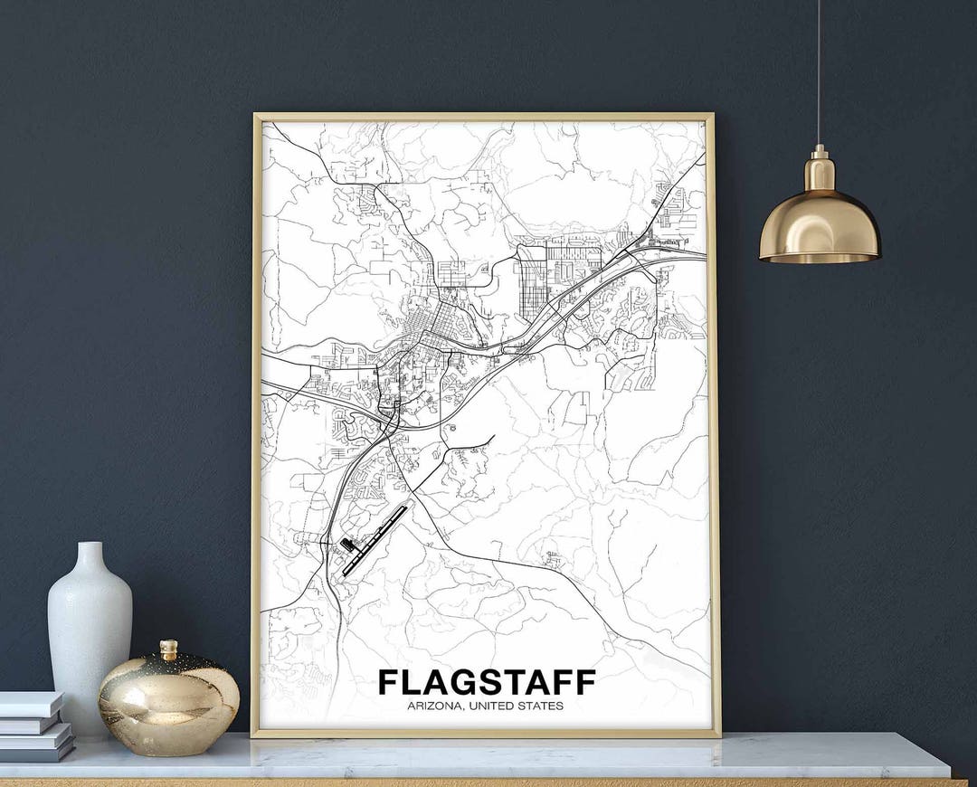 FLAGSTAFF Arizona AZ USA Map Poster Black White Hometown City Print ...