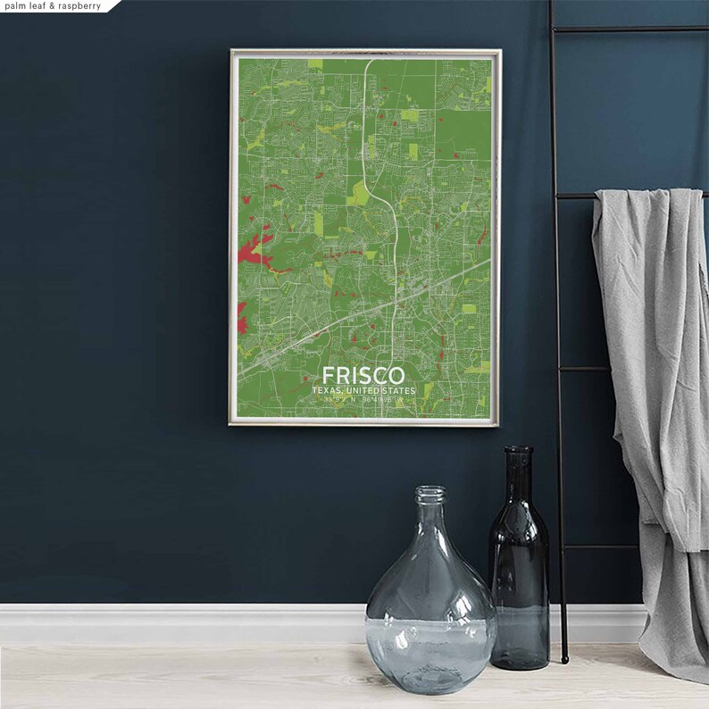 FRISCO Texas Usa Map Poster Black White Hometown City Print | Etsy
