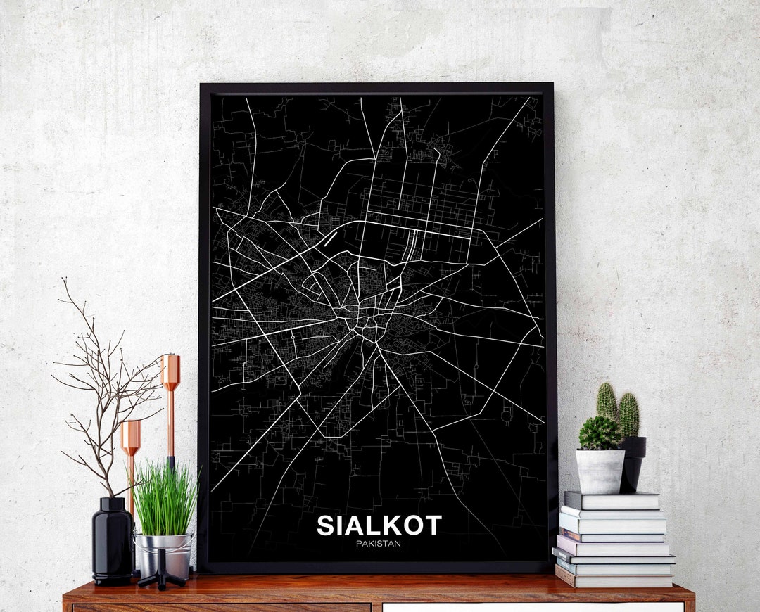 SIALKOT Pakistan Map Poster Hometown City Print Modern Home Decor ...