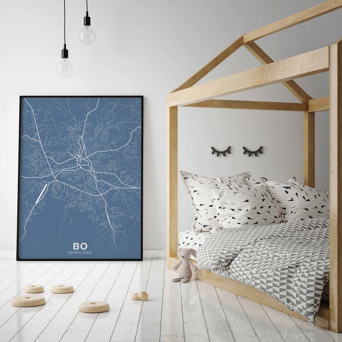 BO Sierra Leone Map Poster Color Hometown City Print Modern Home Decor ...