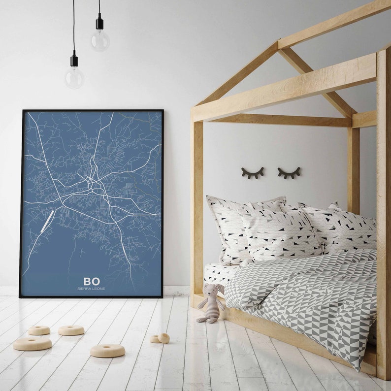 BO Sierra Leone Map Poster Color Hometown City Print Modern - Etsy