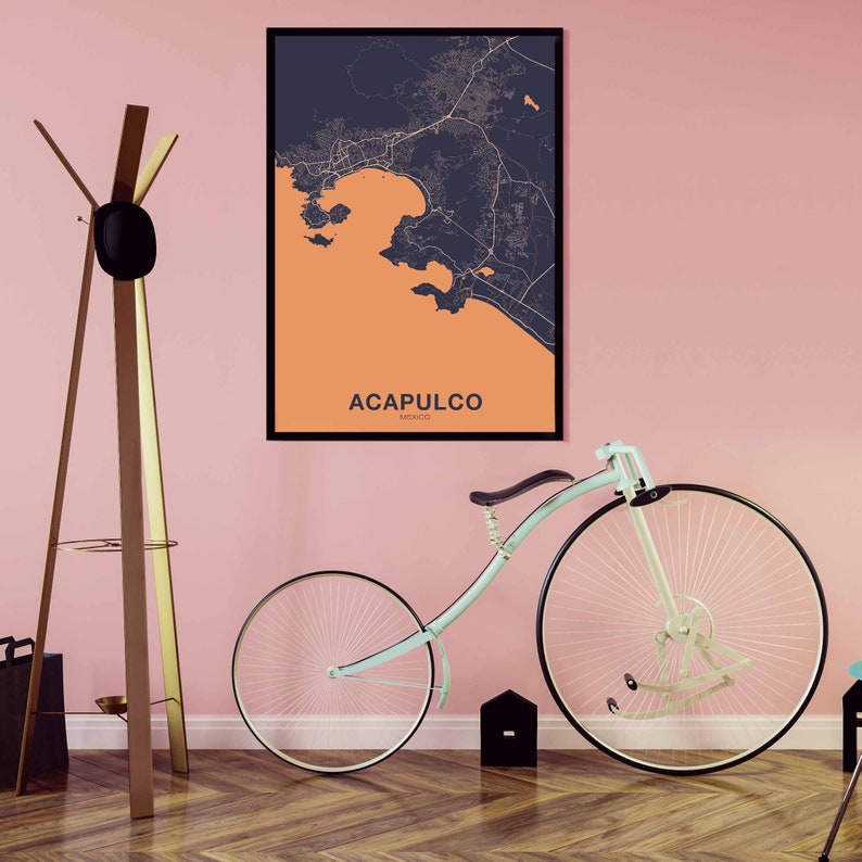 ACAPULCO Mexico Poster Color Hometown City Print Modern Home | Etsy