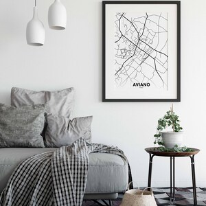 AVIANO Italy Map Poster Hometown City Print Modern Home Decor Office ...