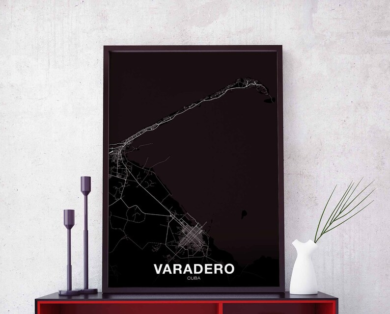 VARADERO Cuba Map Poster Black White Hometown City Print - Etsy