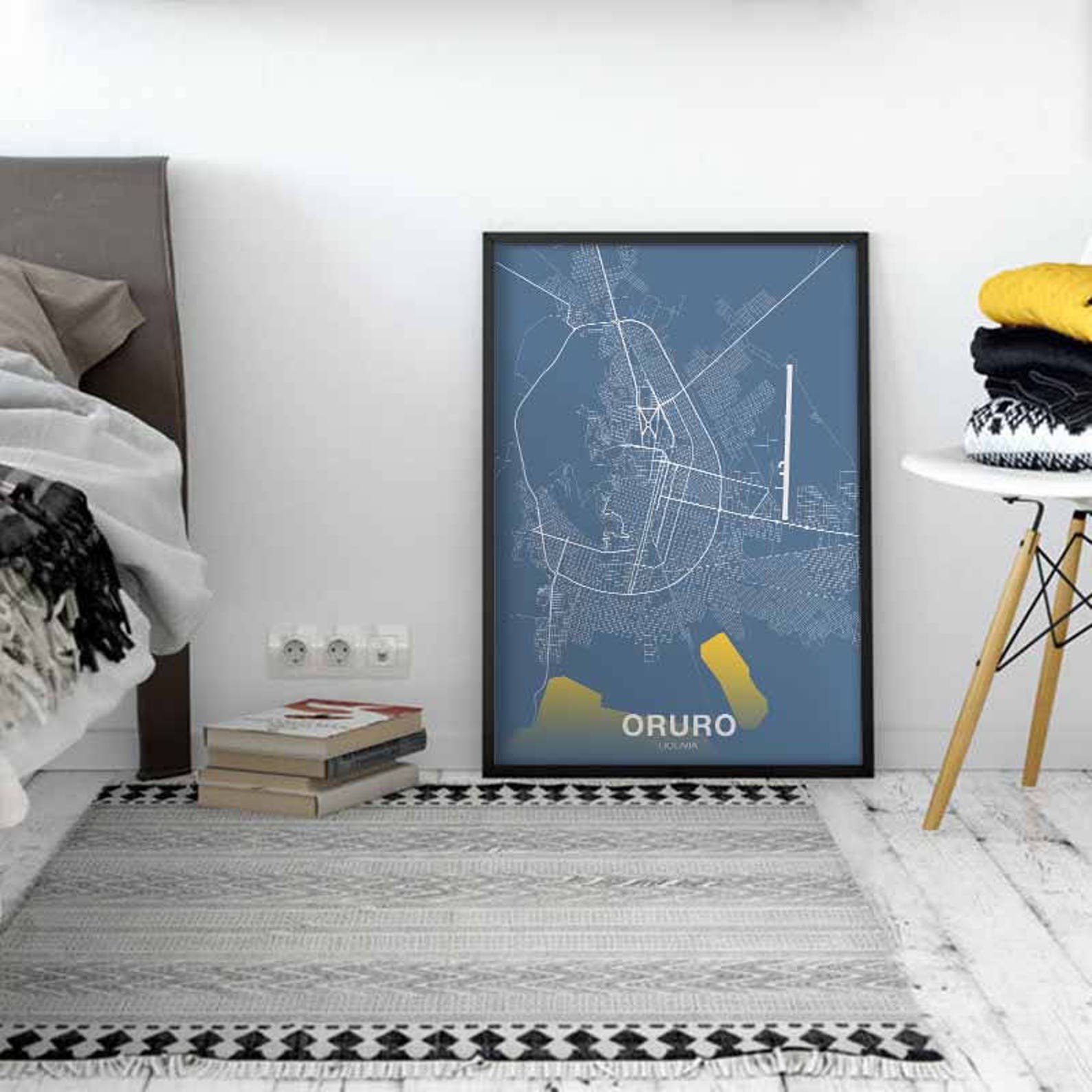 ORURO Bolivia Map Poster Color Hometown City Print Modern Home Decor ...