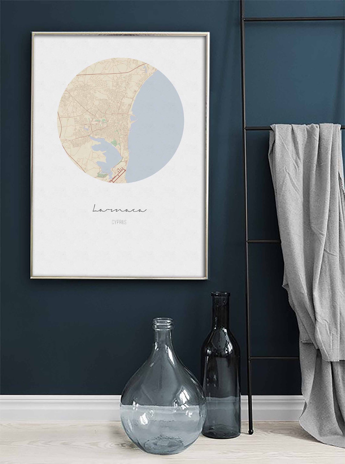 LARNACA Cyprus Map Poster Wall Decor Design Modern Minimal Nordic ...