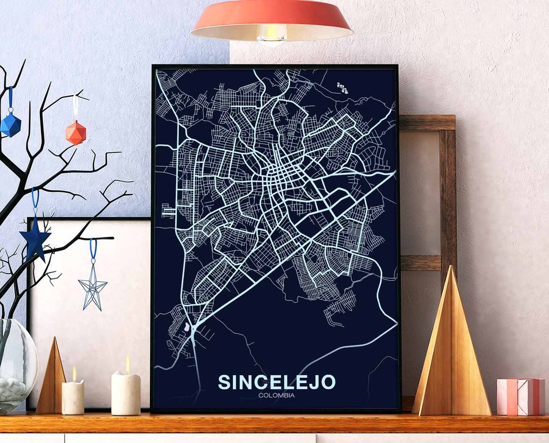 SINCELEJO Colombia Map Poster Color Hometown City Print Modern - Etsy