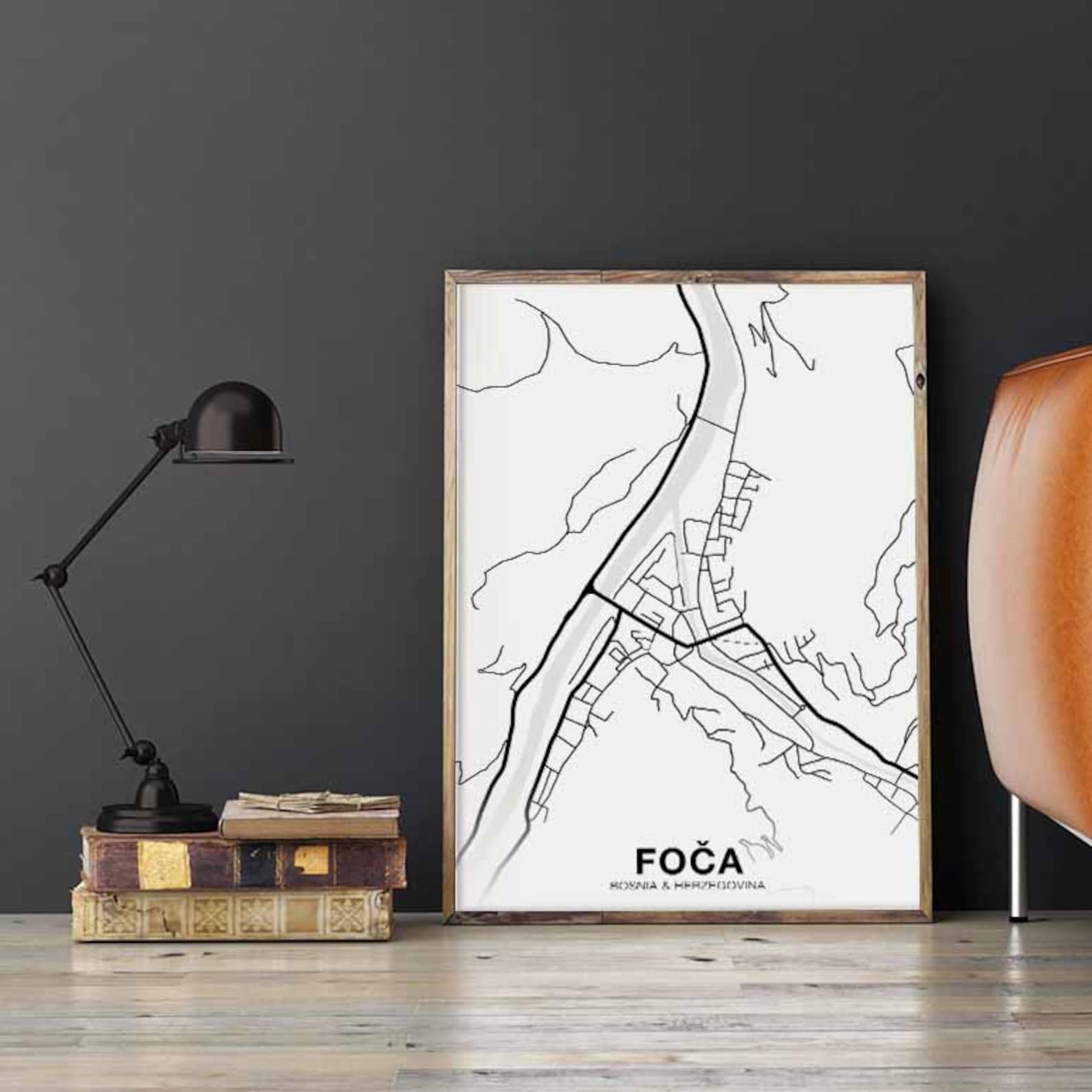FOCA Bosnia Map Poster Hometown City Print Modern Home Decor | Etsy